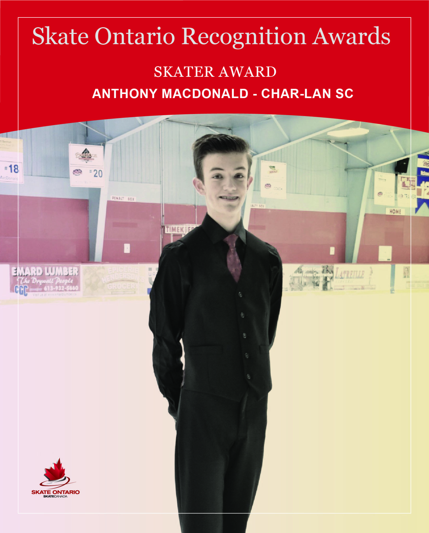 Skater Award - Anthony MacDonald (Char-Lan SC) - Skate Ontario