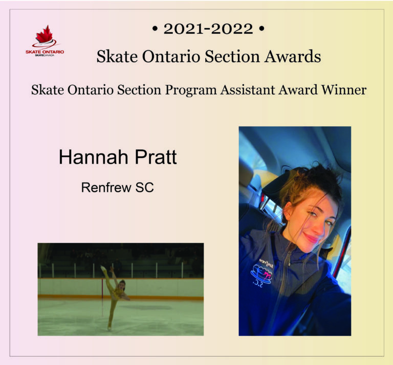 2021-2022 Skate Ontario Section Program Assistant Award Winner - Hannah ...